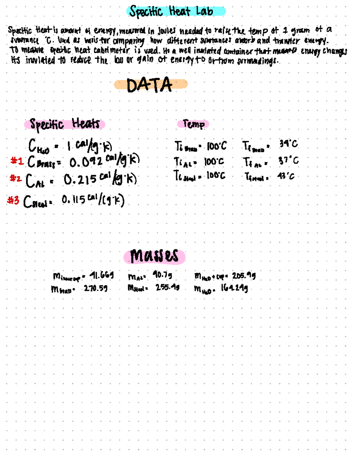 Unit 12 Specific Heat Lab -2 - Specific Heat Lab SpecificHeatis amount ...