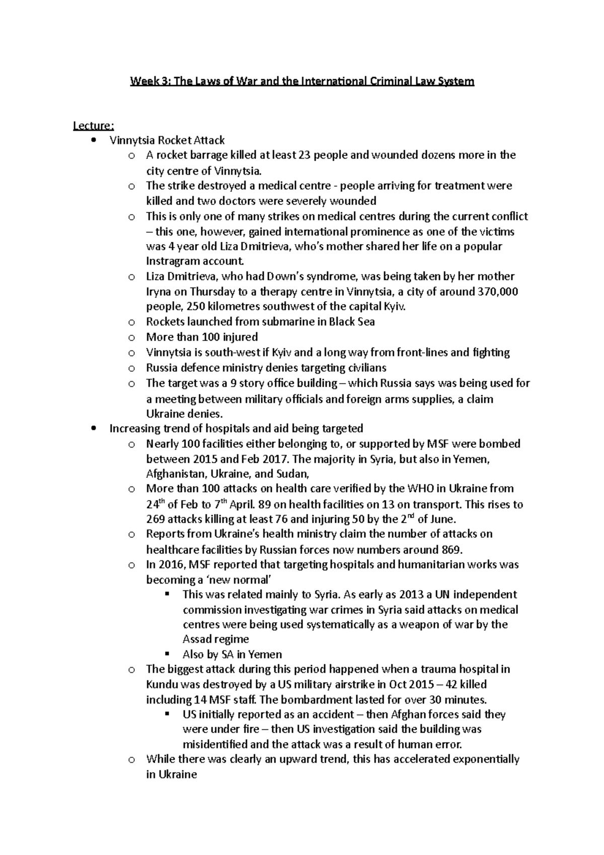 Week 3 - Summary of lectures, reading and seminar work - Week 3: The ...