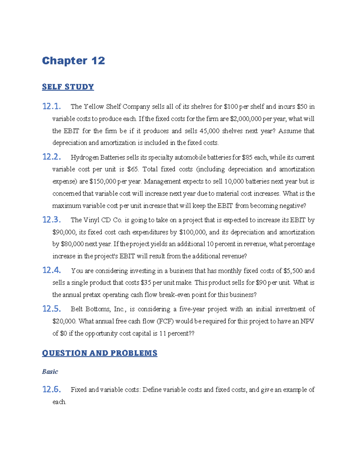 Practise chapter 12 - sdf - Chapter 12 SELF STUDY 12. The Yellow Shelf ...