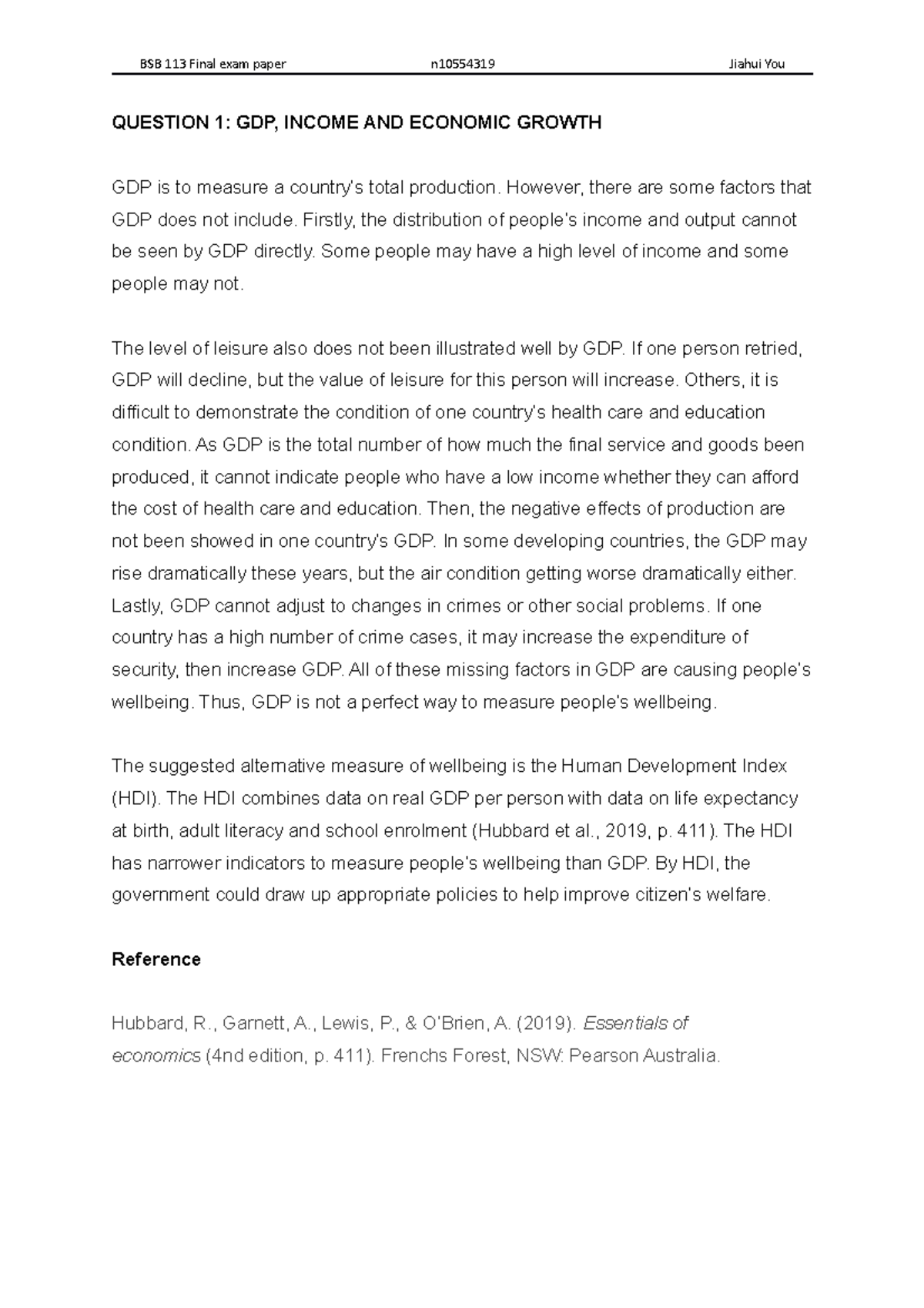 FINAL 5 24 June 2020, answers - QUESTION 1: GDP, INCOME AND ECONOMIC ...