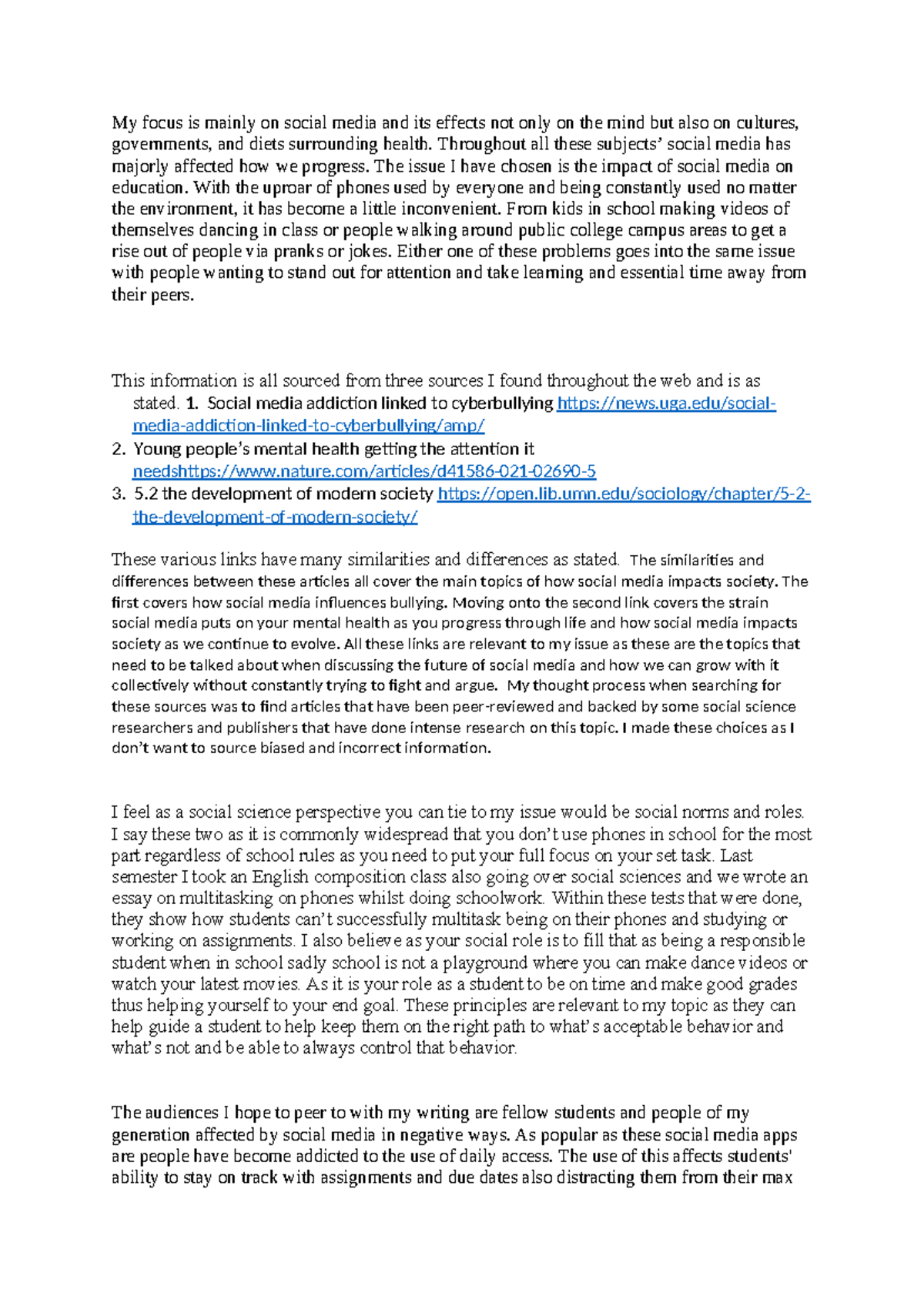 New 3 - assignment - My focus is mainly on social media and its effects ...