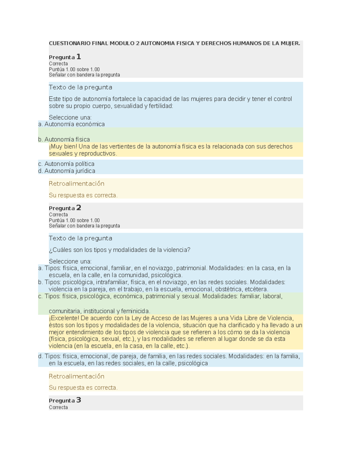 Cuestionario Final Modulo 2 Autonomia Fisica Y Derechos Humanos DE LA Mujer - CUESTIONARIO FINAL ...