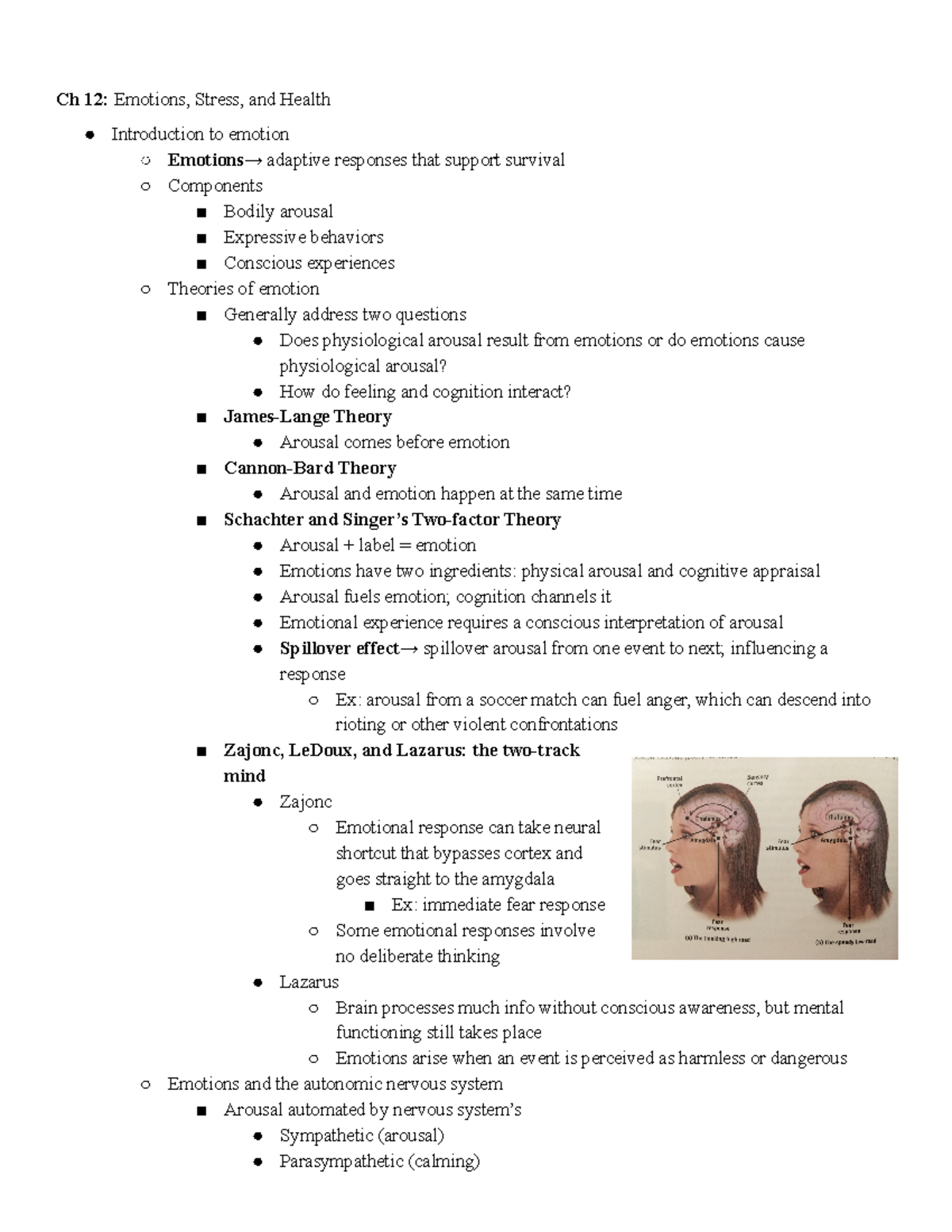 Ch 12,15,16 Study Guide - Ch 12: Emotions, Stress, and Health ...