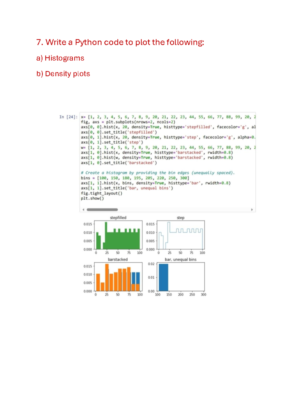 DV lab -7 - Uhbb - Data Visualization - 7. Write a Python code to plot the following: a ...