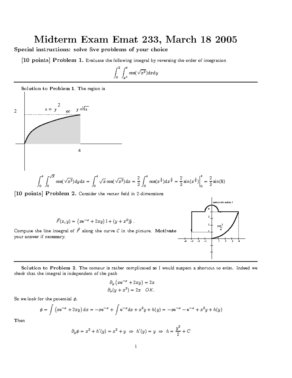 Sample/practice exam 2010, questions and answers - Midterm Exam Emat ...