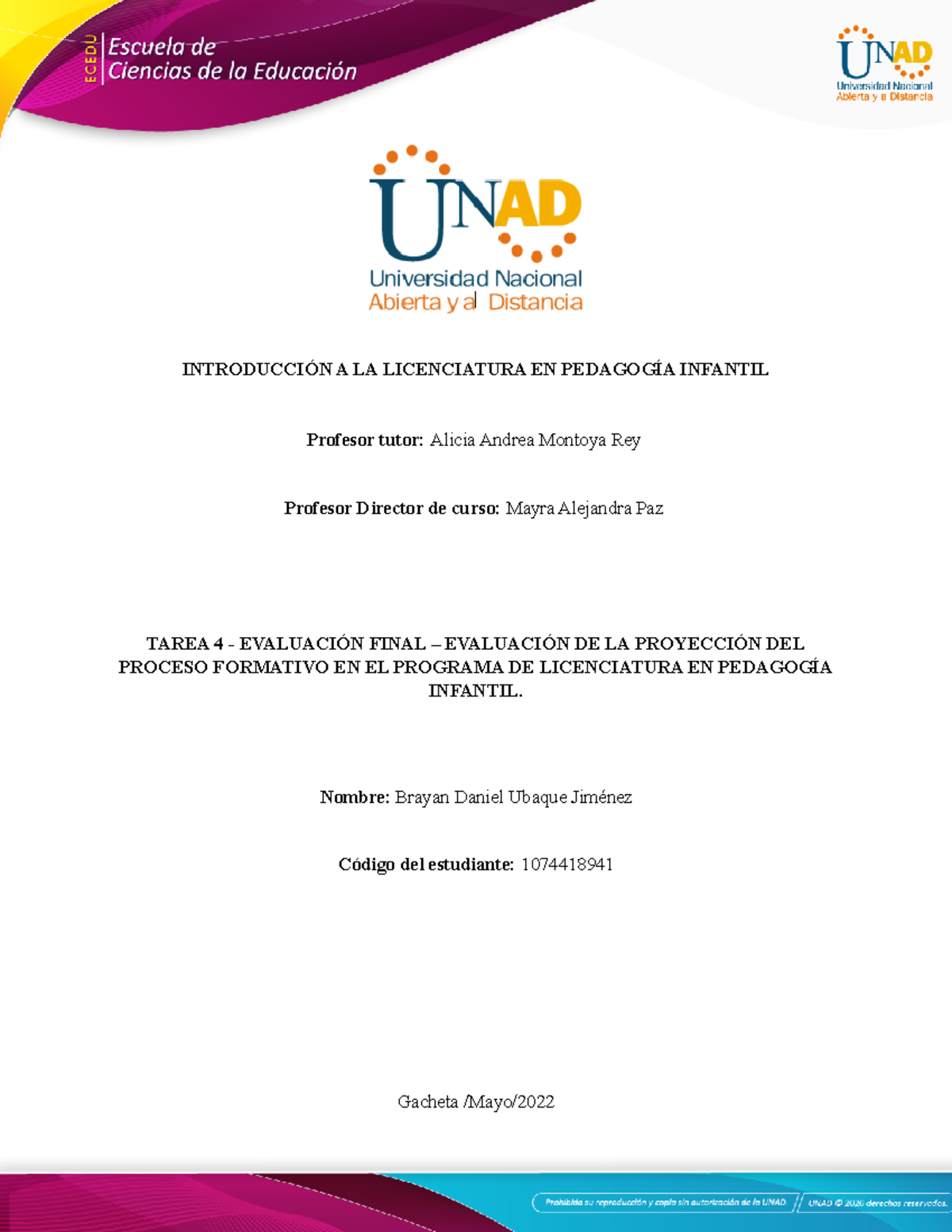 Formato 4 - Formato para la elaborar la evaluación de la proyección del ...