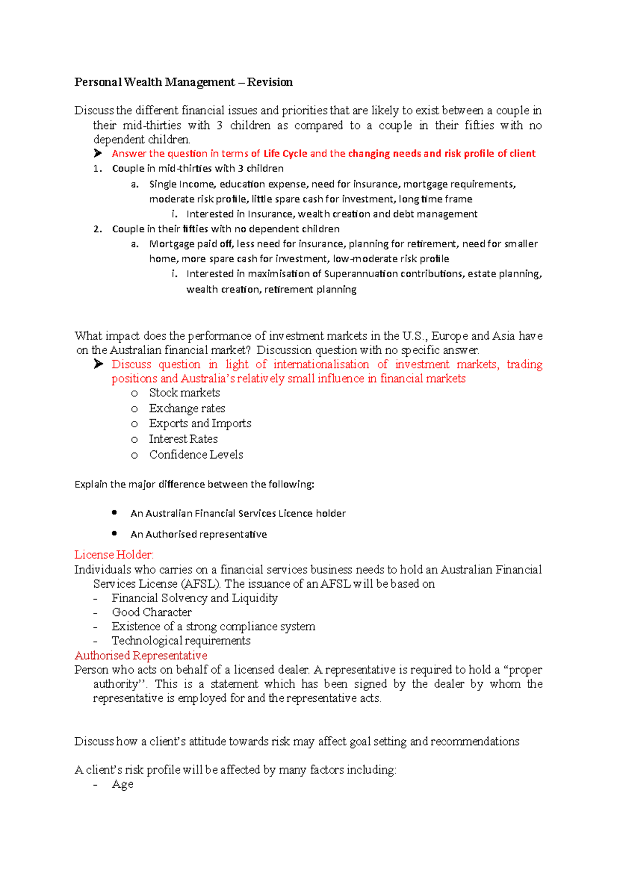 Personal Wealth Management - Lecture 1&2 Notes - Personal Wealth ...