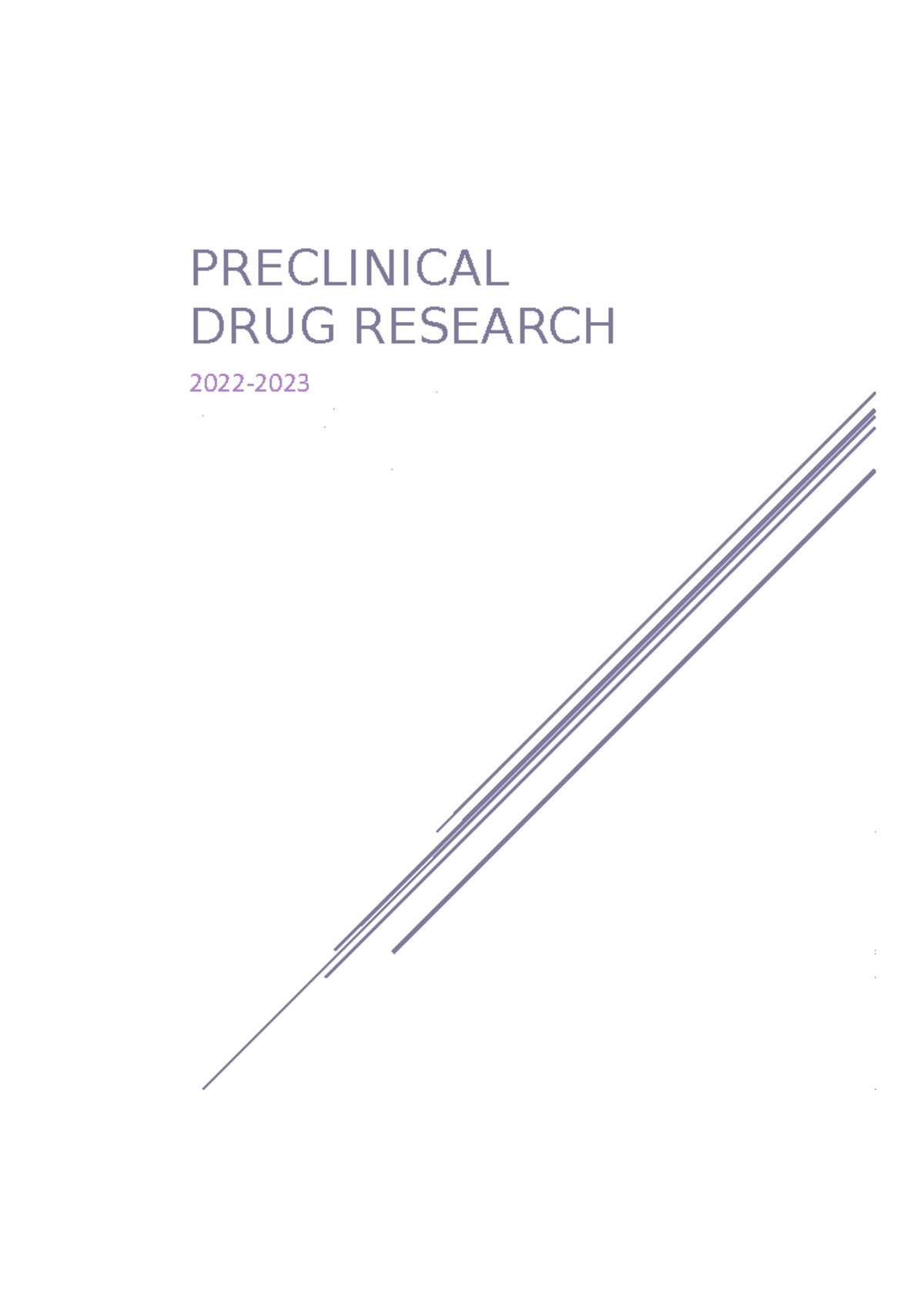 Preclinical drug research - PRECLINICAL DRUG RESEARCH 2022- HT1 ...