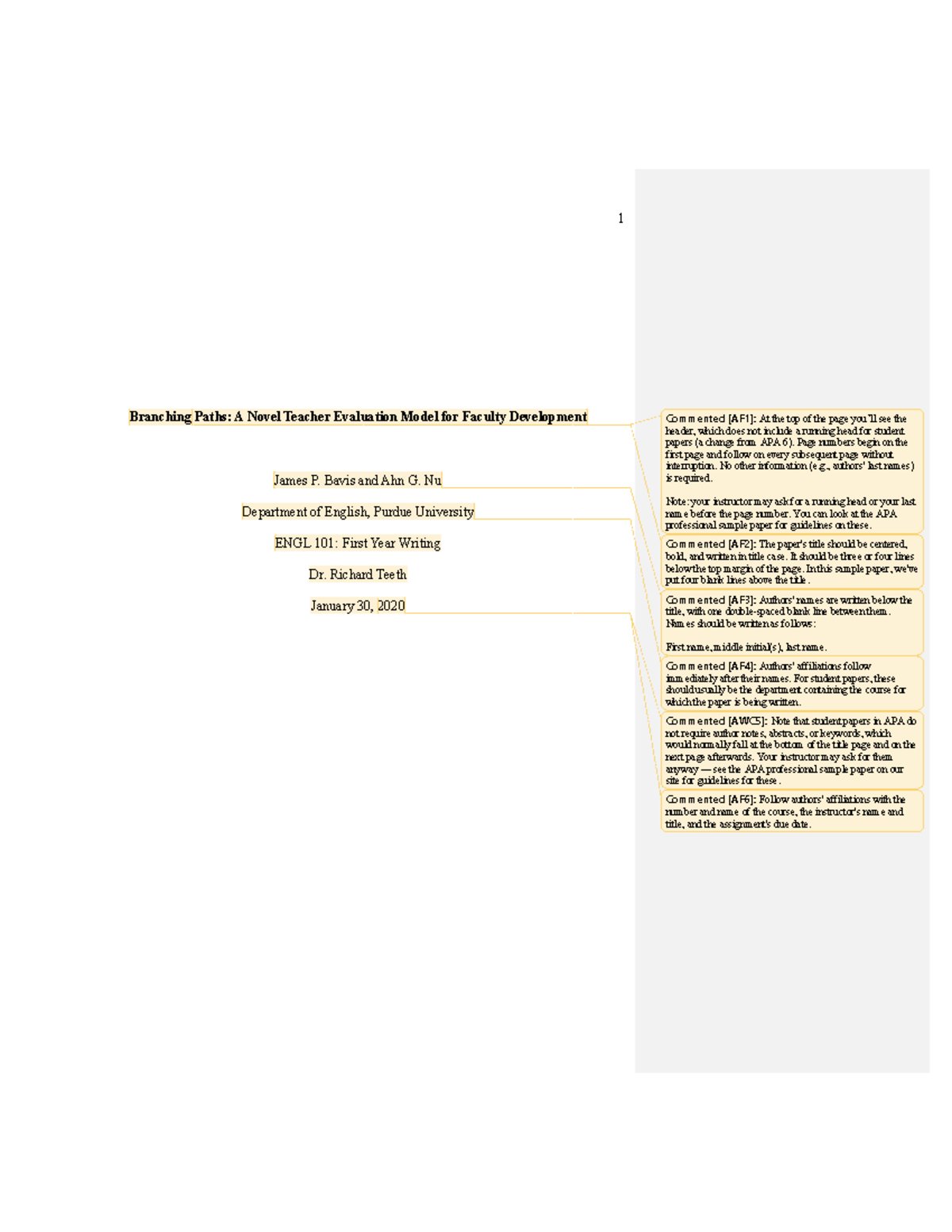 APA 7 Student Sample Paper - Branching Paths: A Novel Teacher ...