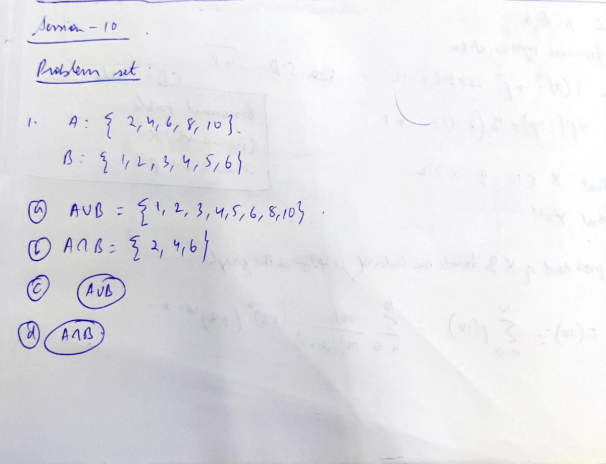 QAM problem set soln - Abc - session 10 Problem set 1. A: 2,4,6,8,103 B ...