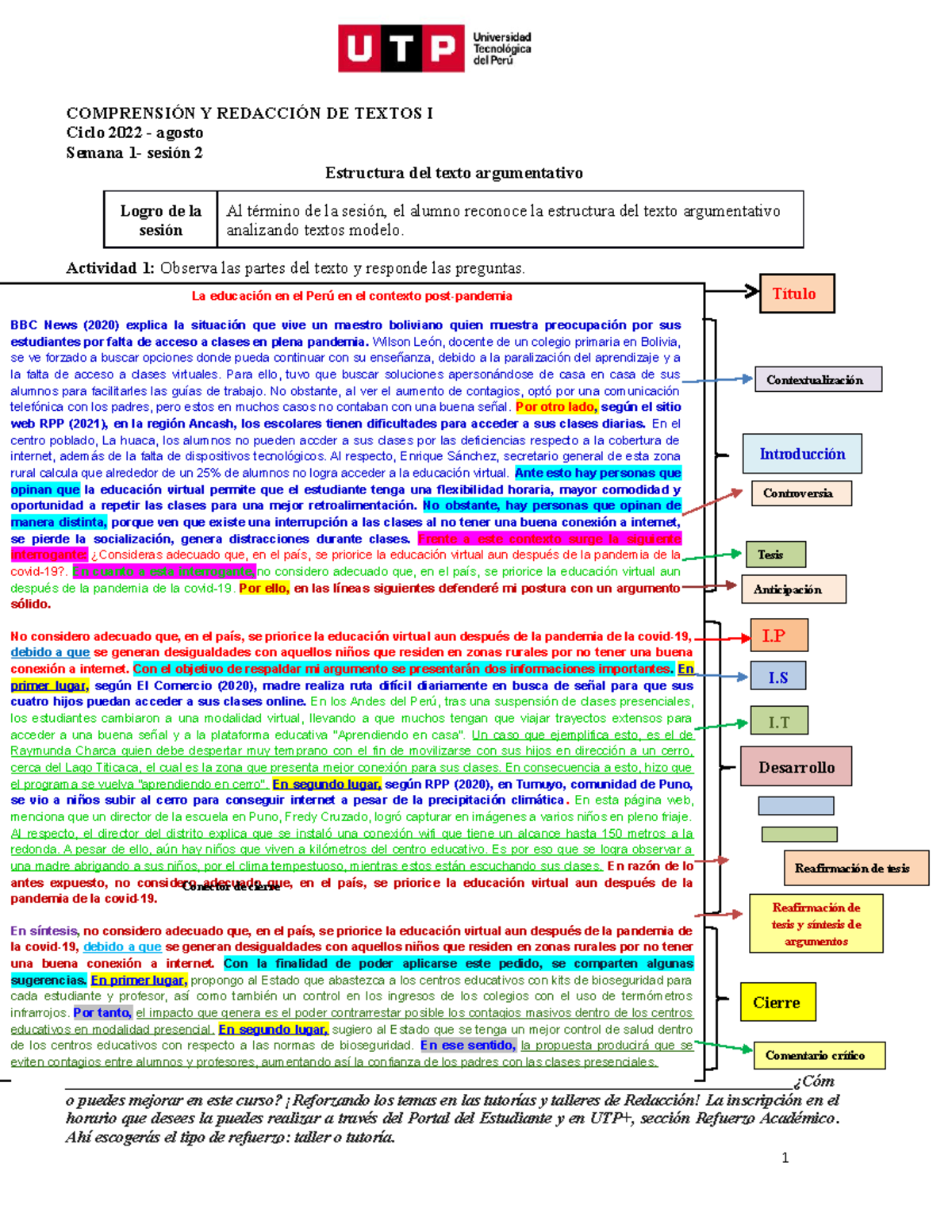 S01-s2-Material. Estructura del texto argumentativo 2022 agosto ...