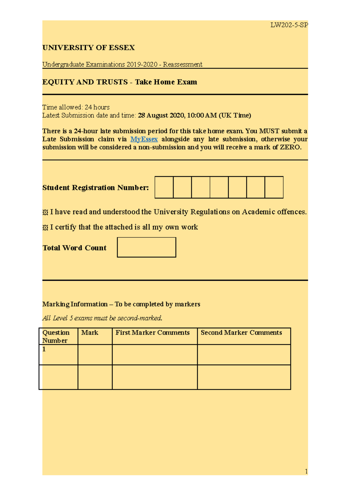 Resit 2020 LW202-5-SP Take Home Exam - UNIVERSITY OF ESSEX ...