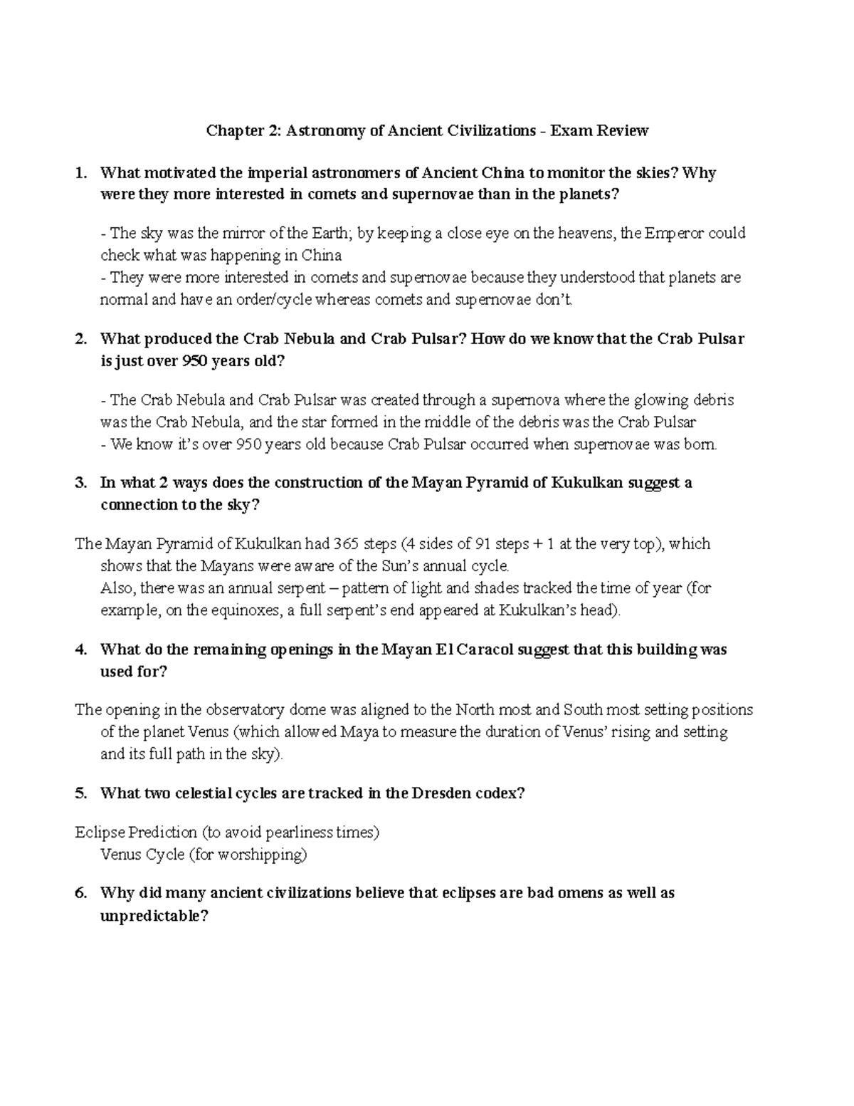 Exam review chapter 2 2016, questions and answers - Chapter 2 ...