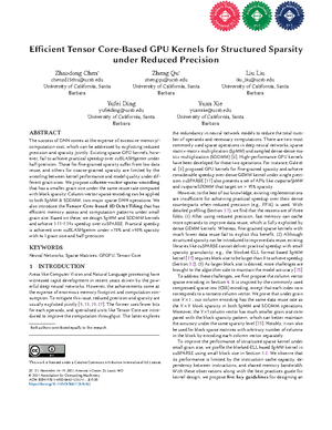 Building Efficient Tensor Accelerators FOR Sparse AND Irregularworkloads - Eric Qin - 2022 - Studocu