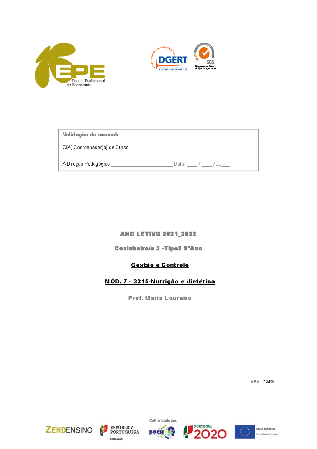 Manual UFCD 3315 Mód.7 Nutrição e Dietetica - EPE - 72/R Realização de ...