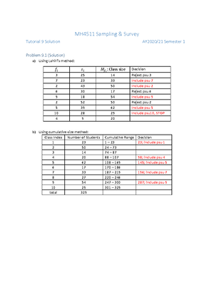 MH4511 Sampling & Survey Midterm 2019 Solution - MH4511 - NTU - Studocu