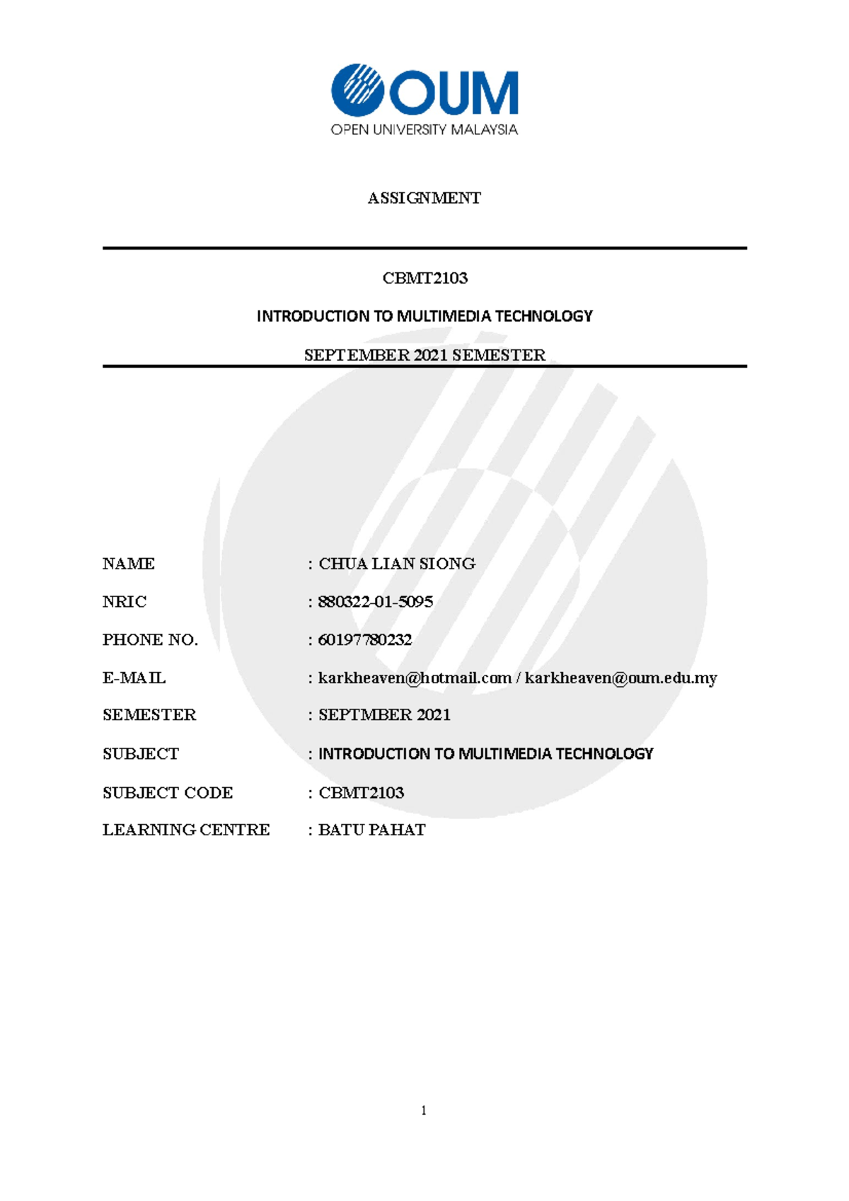 CBMT2103 - The value of multimedia technology in various fields ...