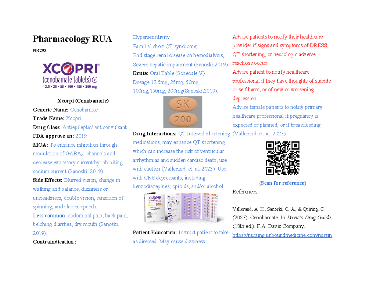 RUA Brochure Group 1 - medication Brochuure - Pharmacology RUA NR293 ...