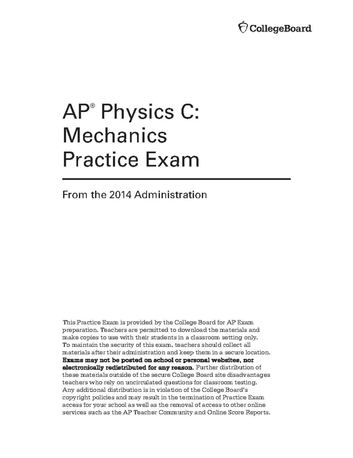 2014 AP Phys C Mech - sdfgsdfg - MATH55 - Harvard - Studocu