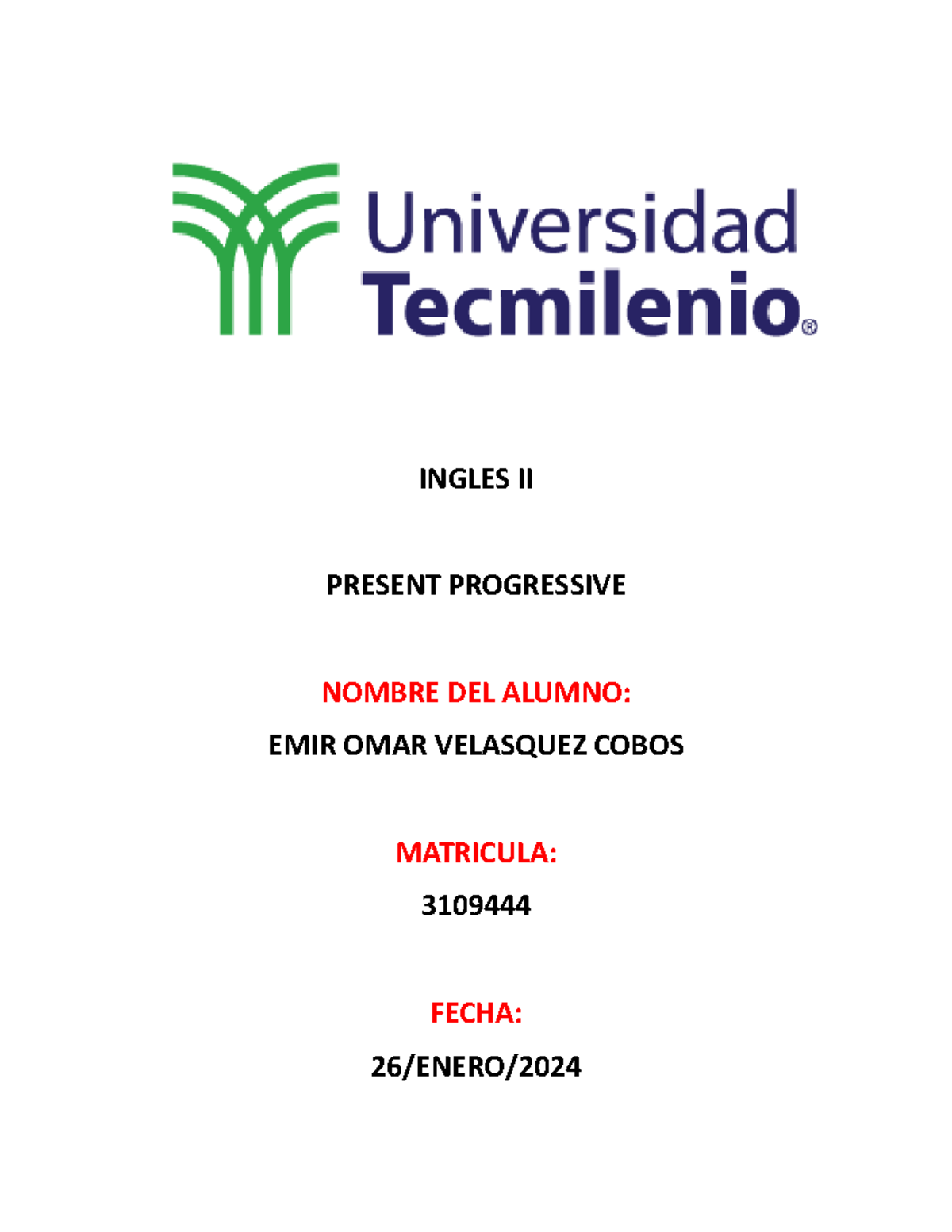 Present Progressive part III - INGLES II PRESENT PROGRESSIVE NOMBRE DEL ...