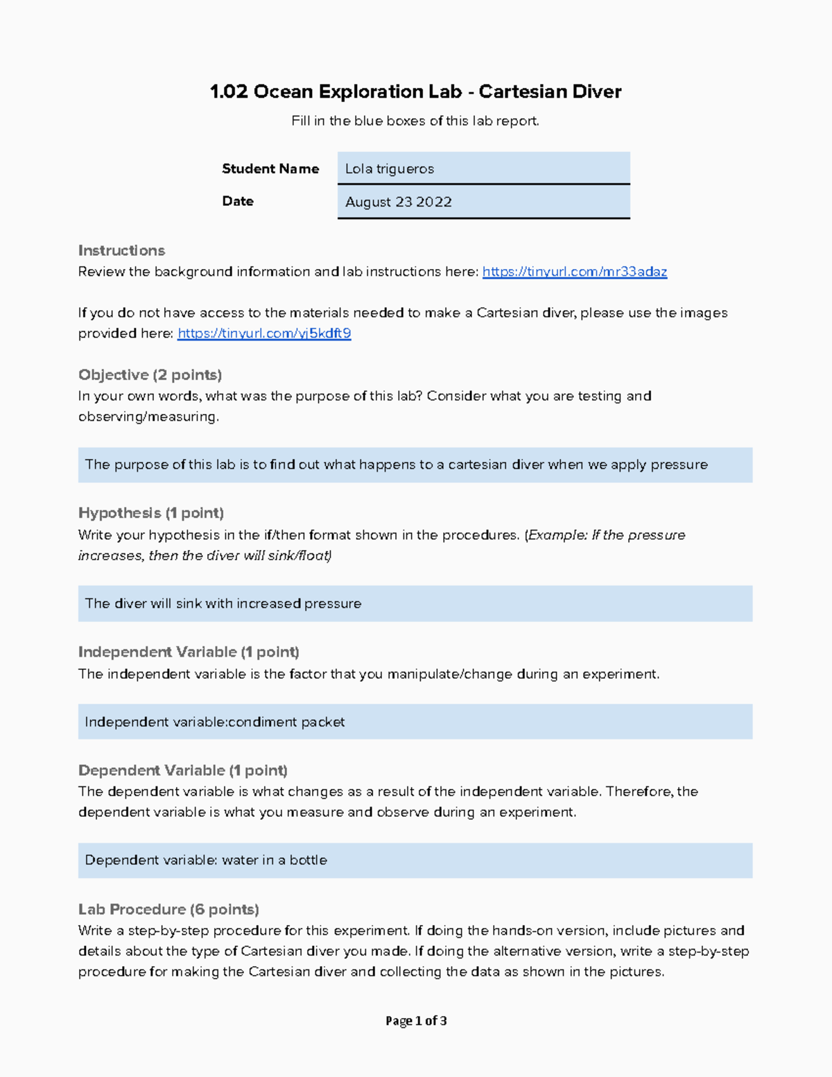 Copy of 1.02 Lab Report Template Rev 2022 - 1 Ocean Exploration Lab ...