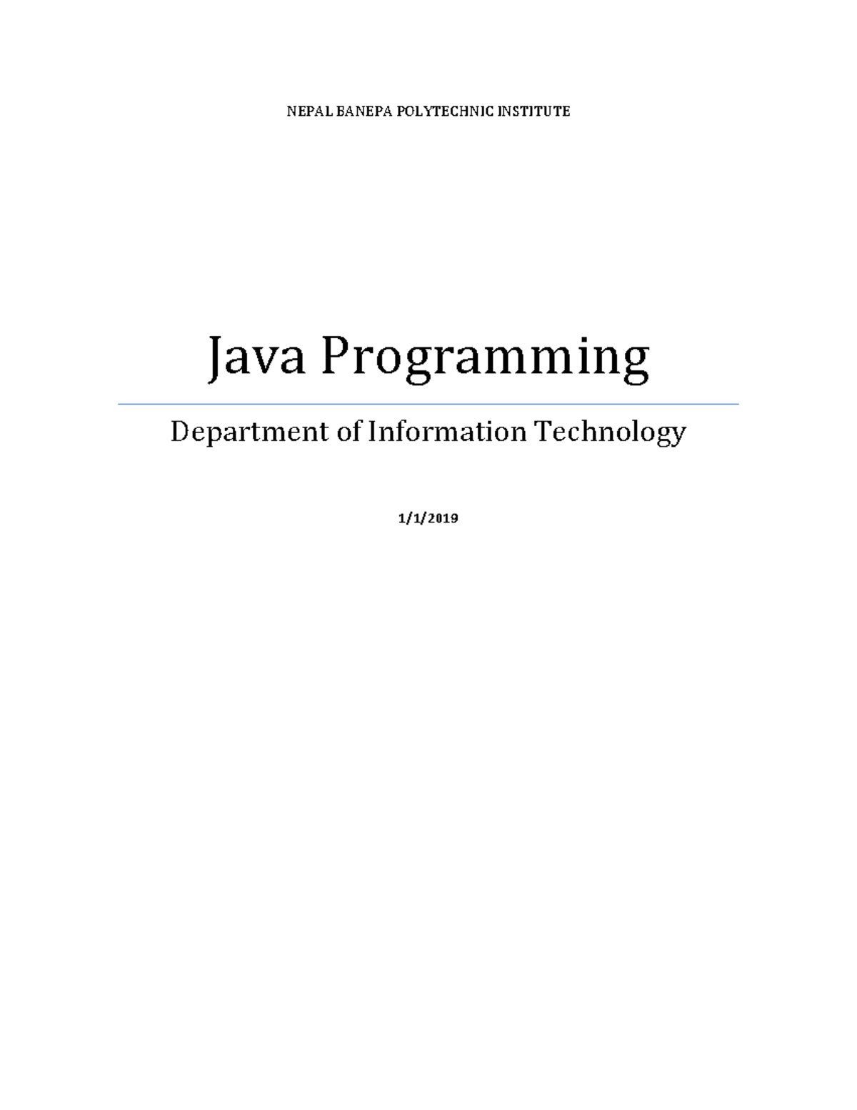 Java - java programming notes - NEPAL BANEPA POLYTECHNIC INSTITUTE Java ...