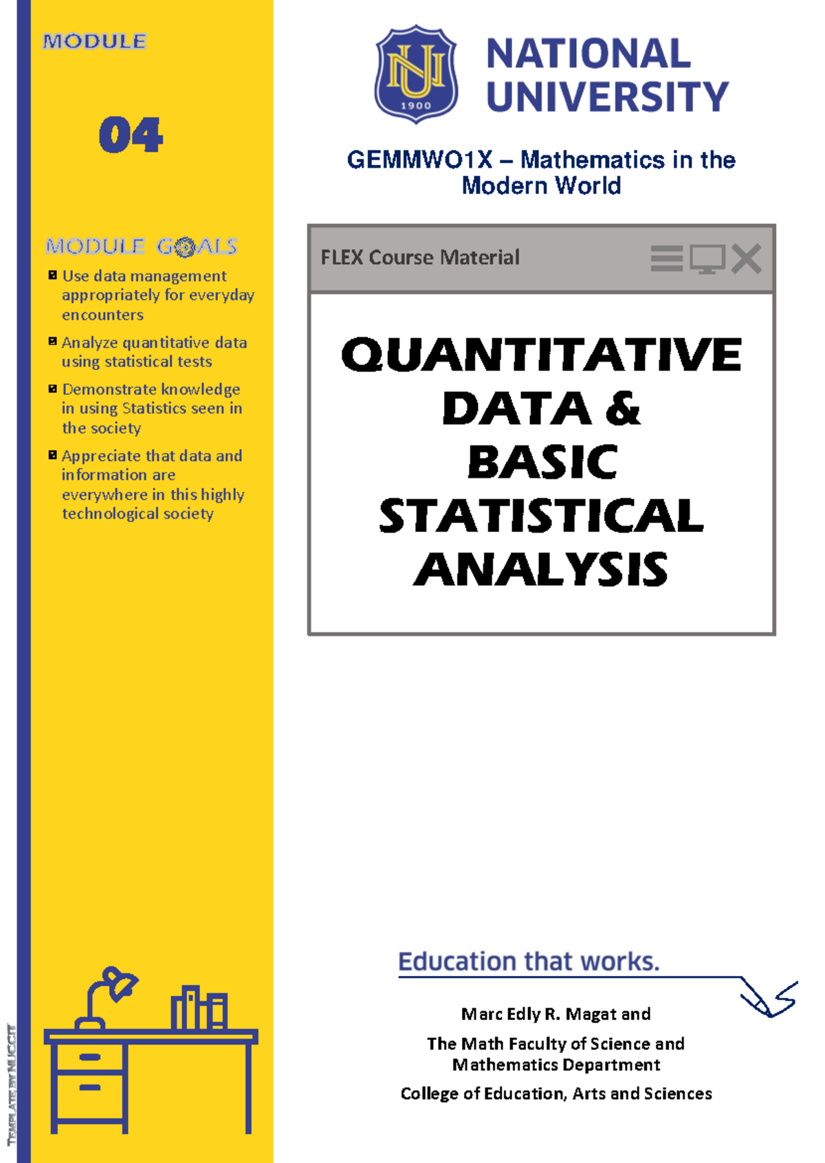 CM 4 Quantitative Data & Basic Statistical Analysis - MODULE G ALS ...