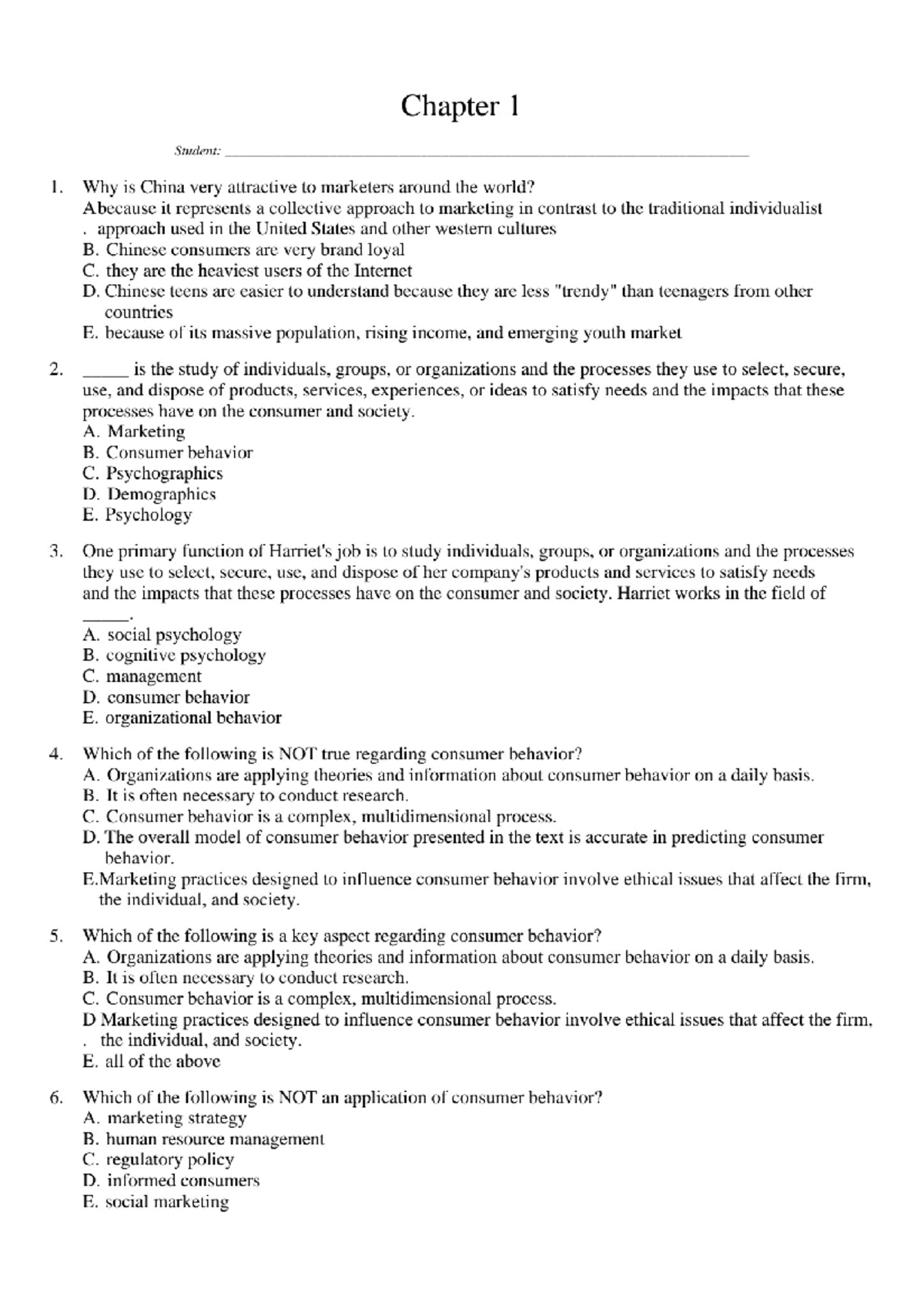 Sample Questions - customer insights - Studocu