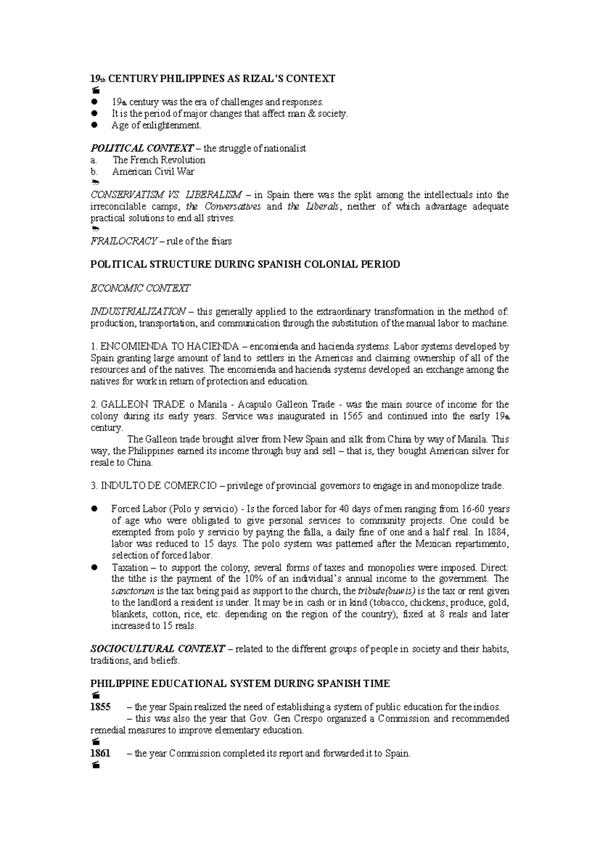 19th Century Philippines in Rizal's Context - 19 th CENTURY PHILIPPINES ...