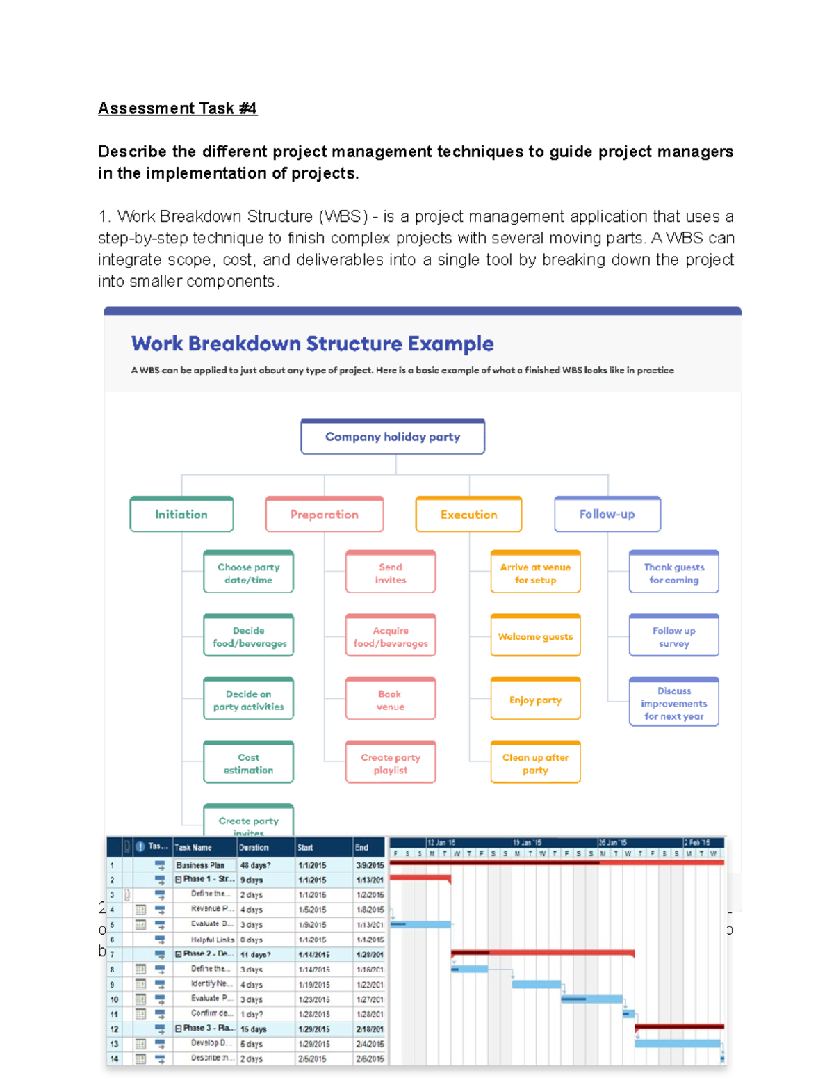 Project Management Techniques - Assessment Task # Describe the ...