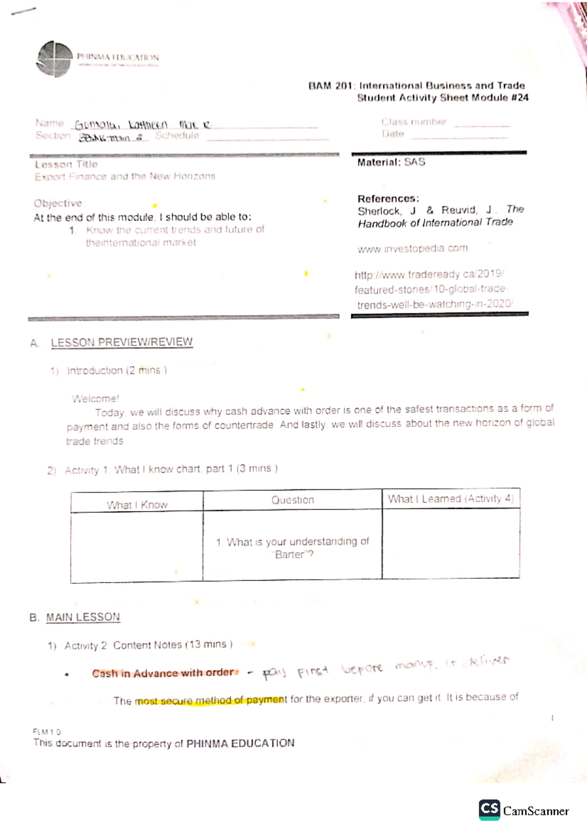 BAM 201 SAS 24 - none - Accounting - CamScanner CamScanner - Studocu