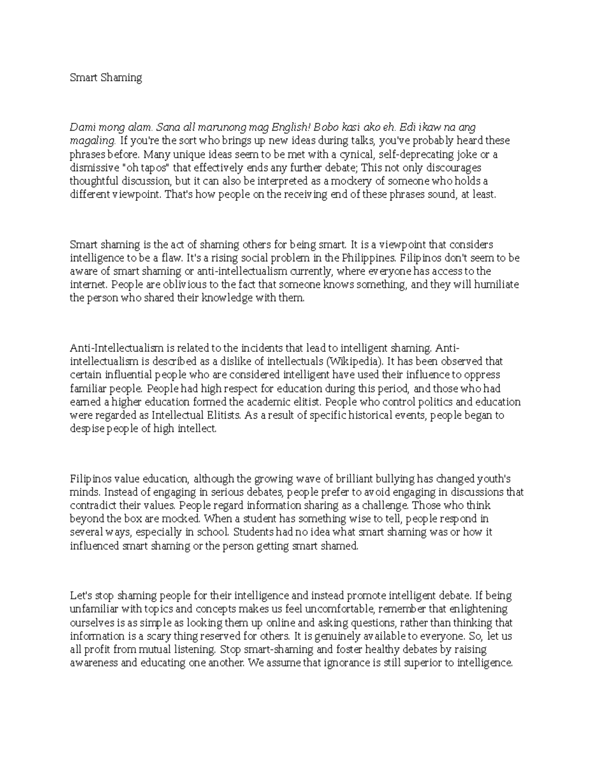 Smart Shaming - Smart Shaming Dami mong alam. Sana all marunong mag ...