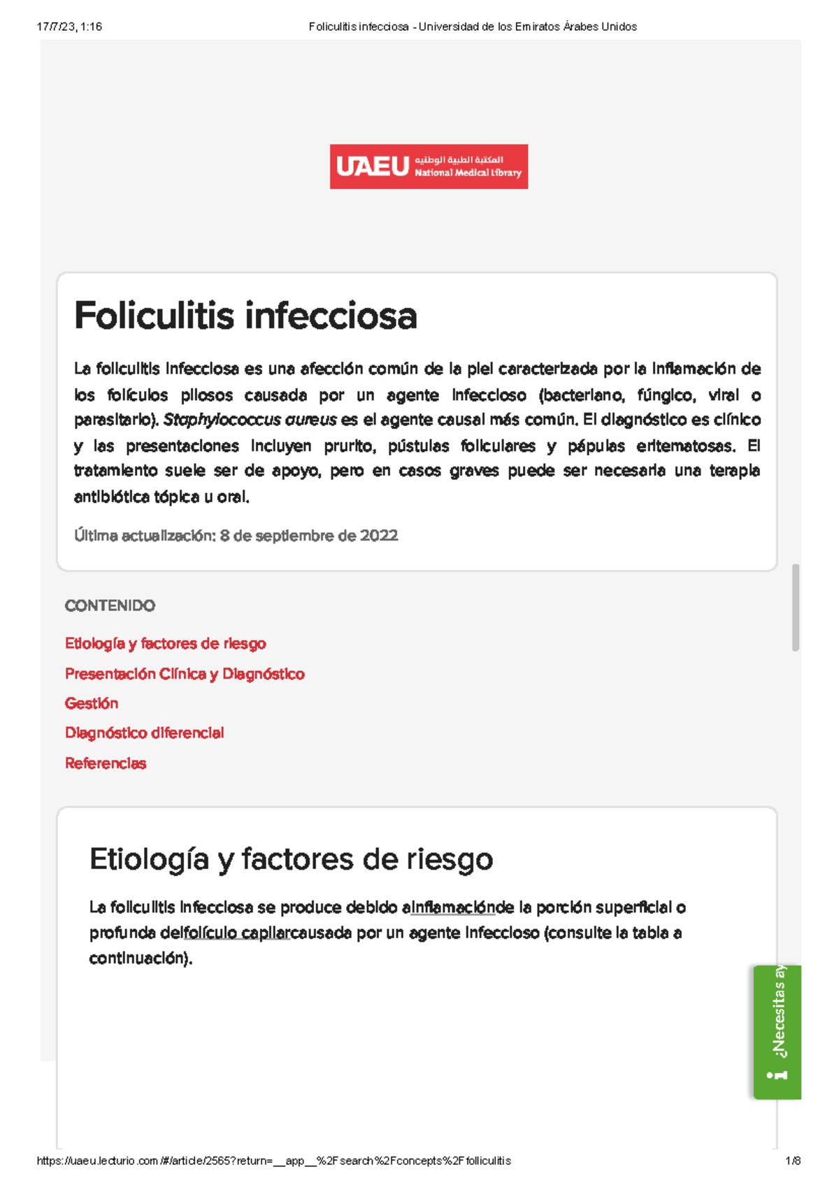 Foliculitis infecciosa - Universidad de los Emiratos Árabes Unidos ...