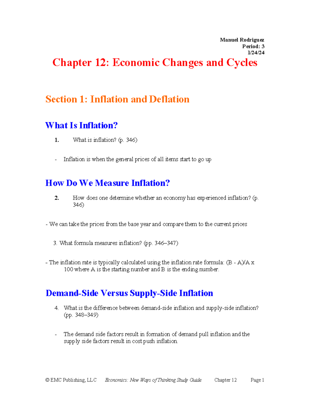 Chapter 12 guided reading - Manuel Rodriguez Period: 3 1/24/ Chapter 12 ...