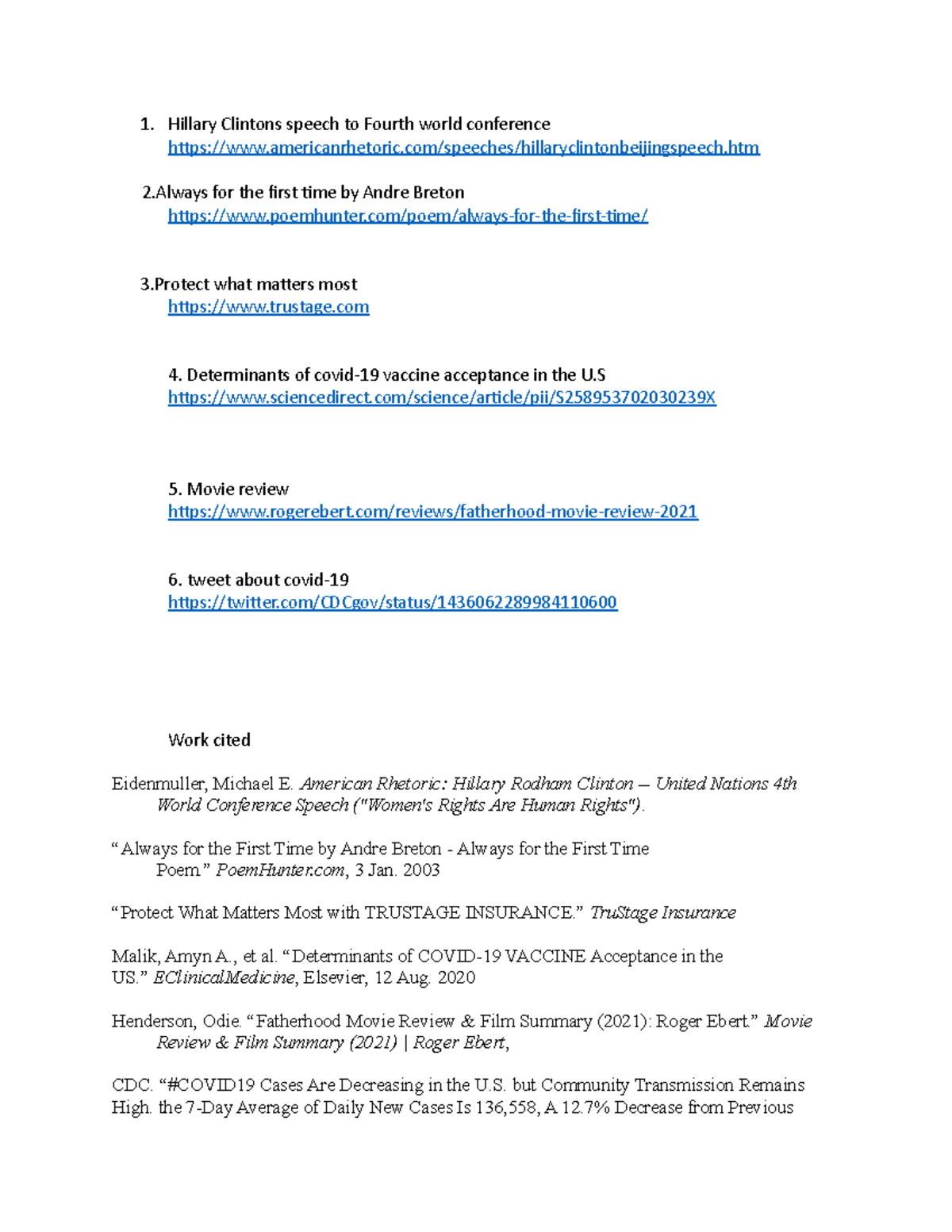 Rhetorical scavenger hunt - Hillary Clintons speech to Fourth world ...