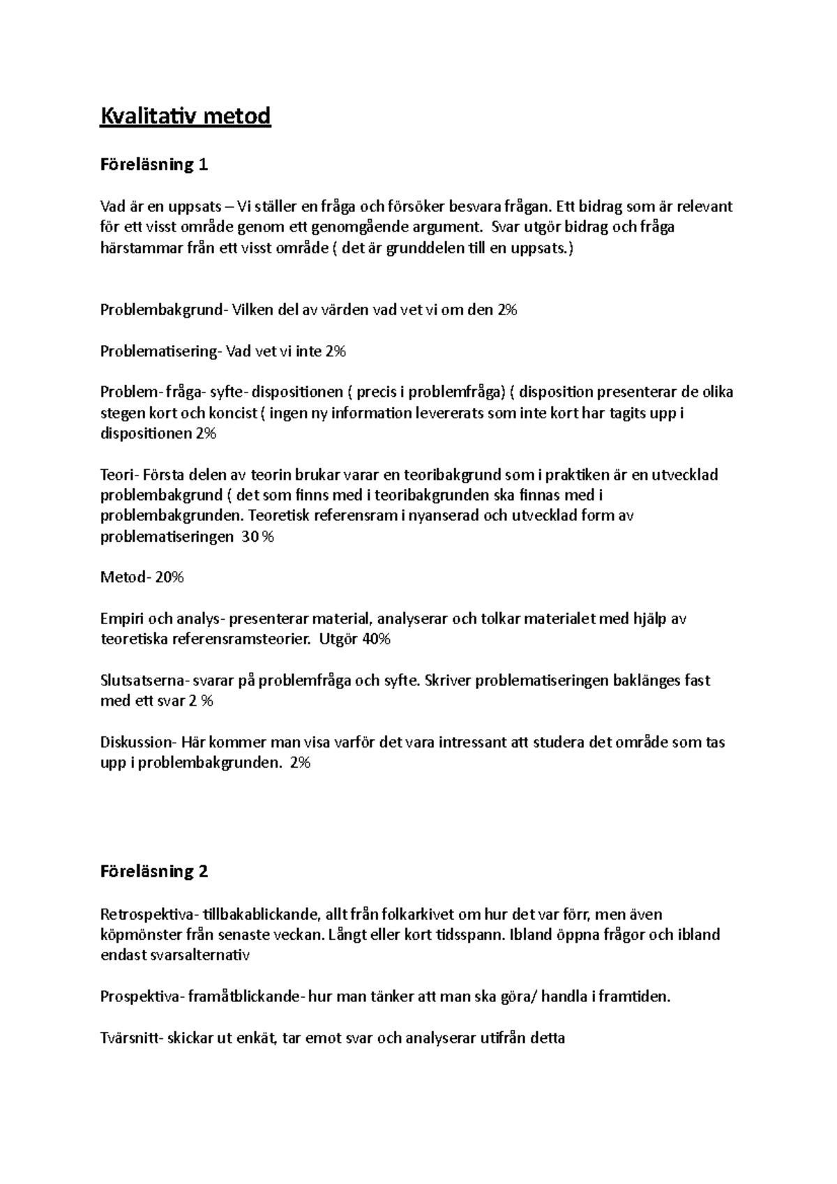 Kvalitativ metod föreläsningar - Kvalitativ metod Föreläsning 1 Vad är ...