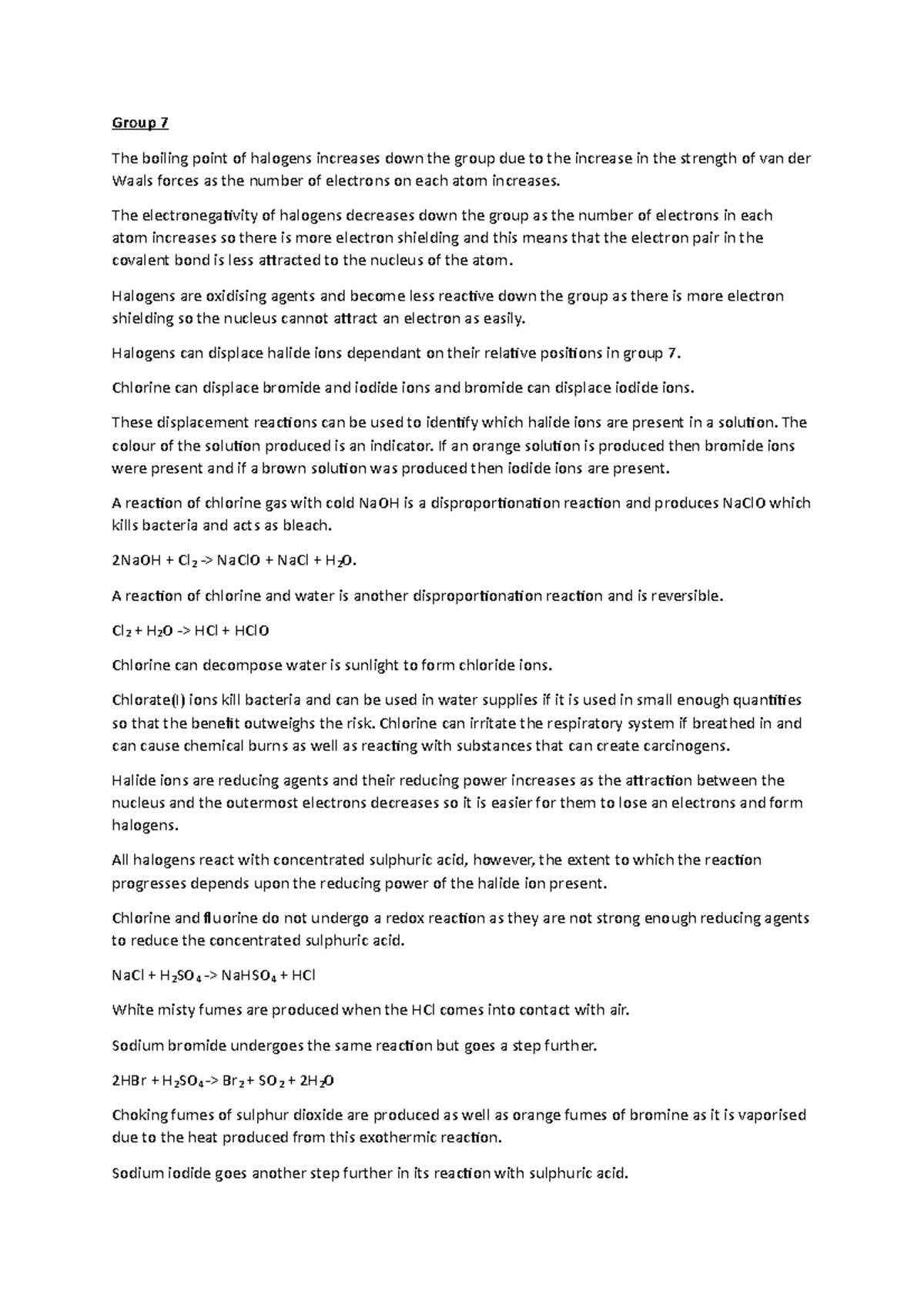 Group 7 ChemistryNotes - Studocu