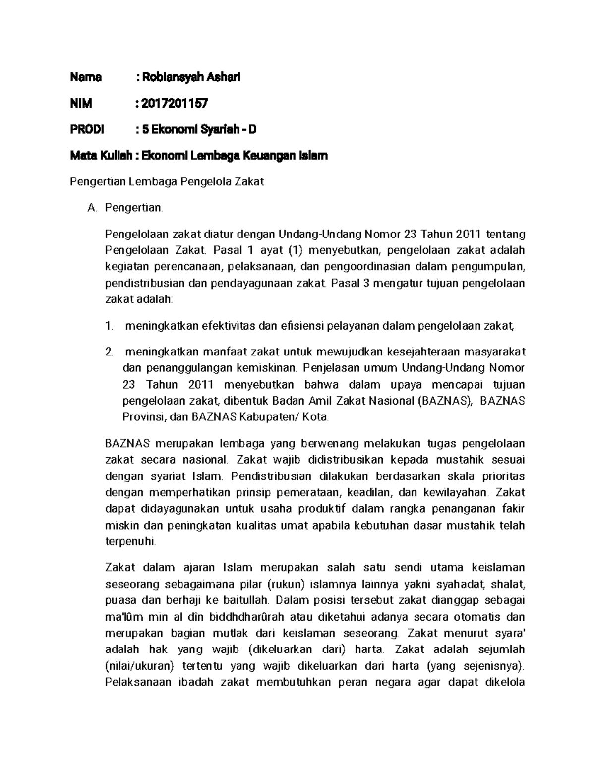 Robiansyah Ashari 2017 201157 ELKI - Nama : Robiansyah Ashari NIM : 2017201157 PRODI : 5 Ekonomi ...