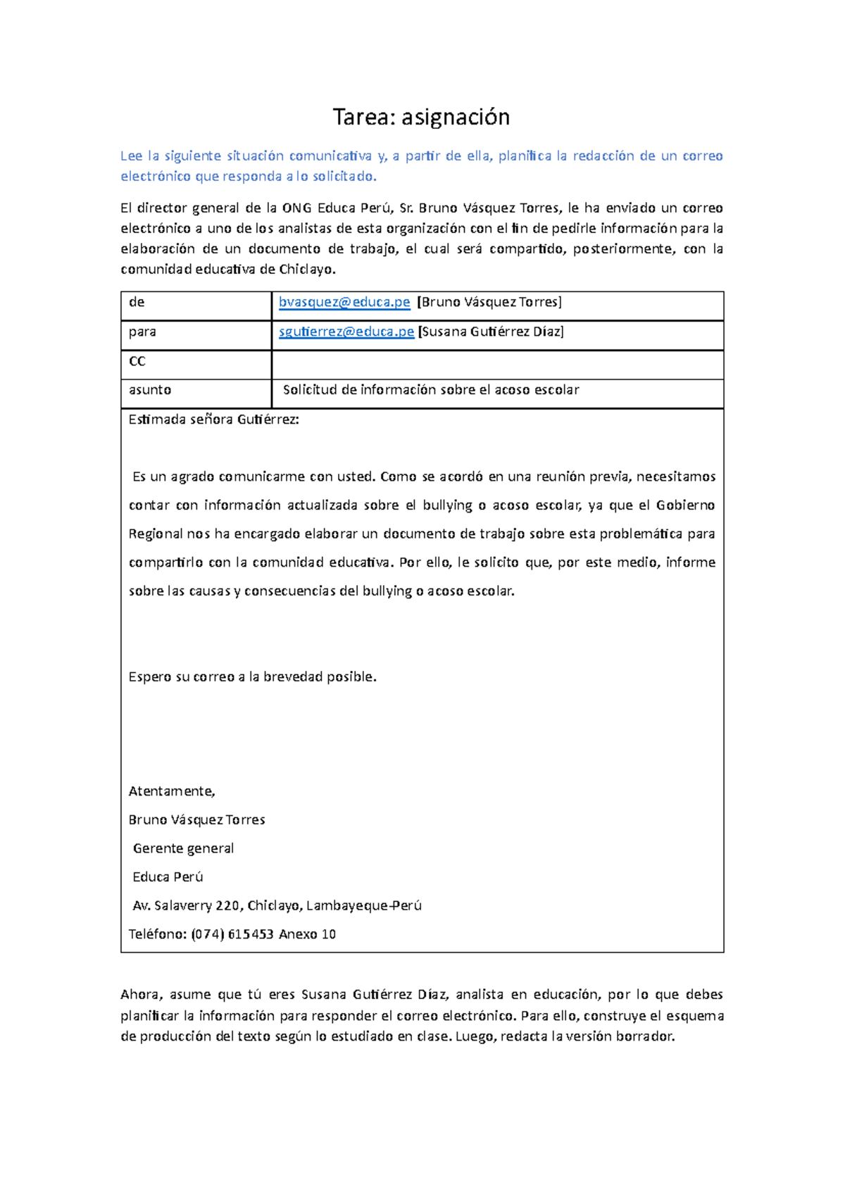 Comprension 2 tema 1 - fsdfsdfsdf - Tarea: asignación Lee la siguiente ...