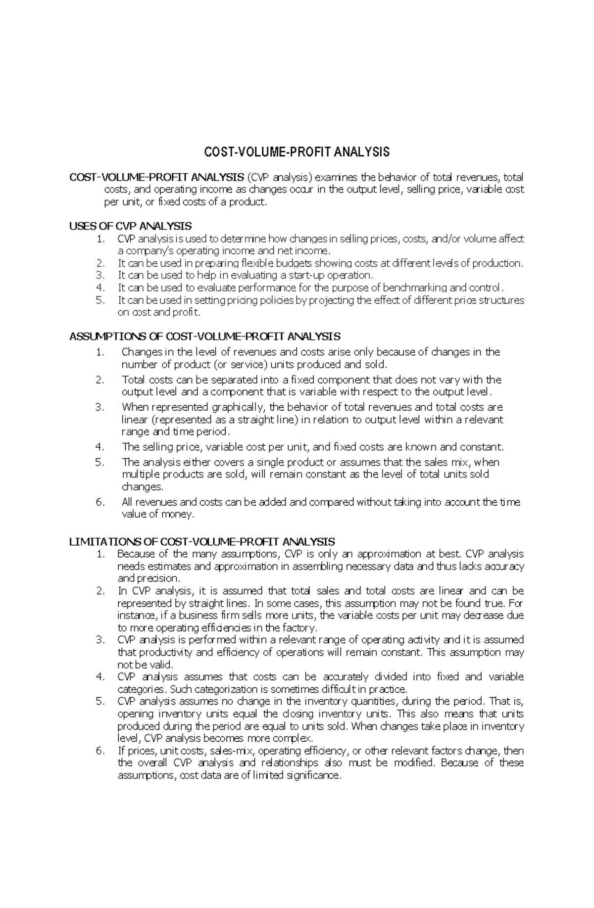 CVP-Analysis - practice problems - CPAR CPA REVIEW SCHOOL OF THE PHILIPPINES M a n i l a ...