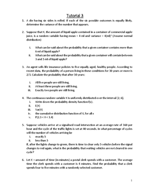 Tute 1 - Tute - 1 Tutorial 1 For any events A and B show that, i. B ...