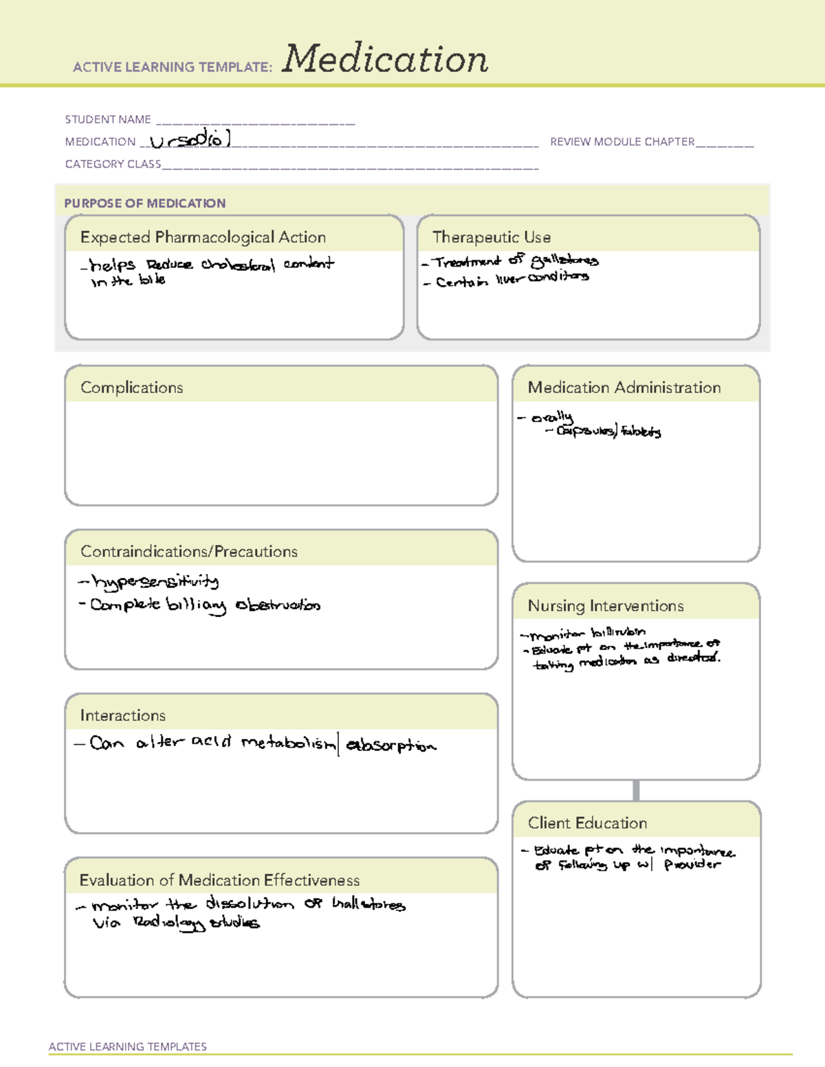 3 - ati medication - ACTIVE LEARNING TEMPLATES Medication STUDENT NAME ...
