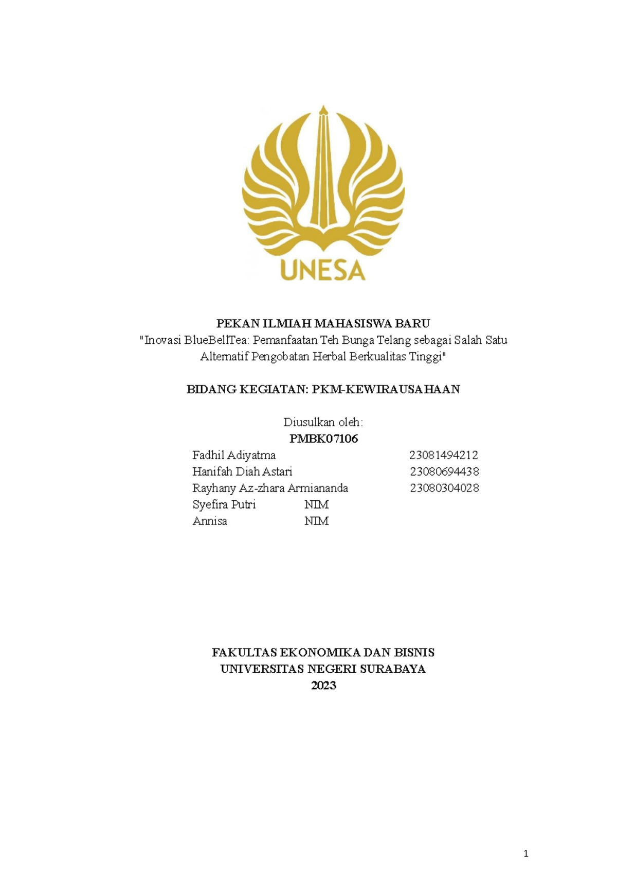 Inovasi teh herbal dari bunga Telang - PEKAN ILMIAH MAHASISWA BARU ...