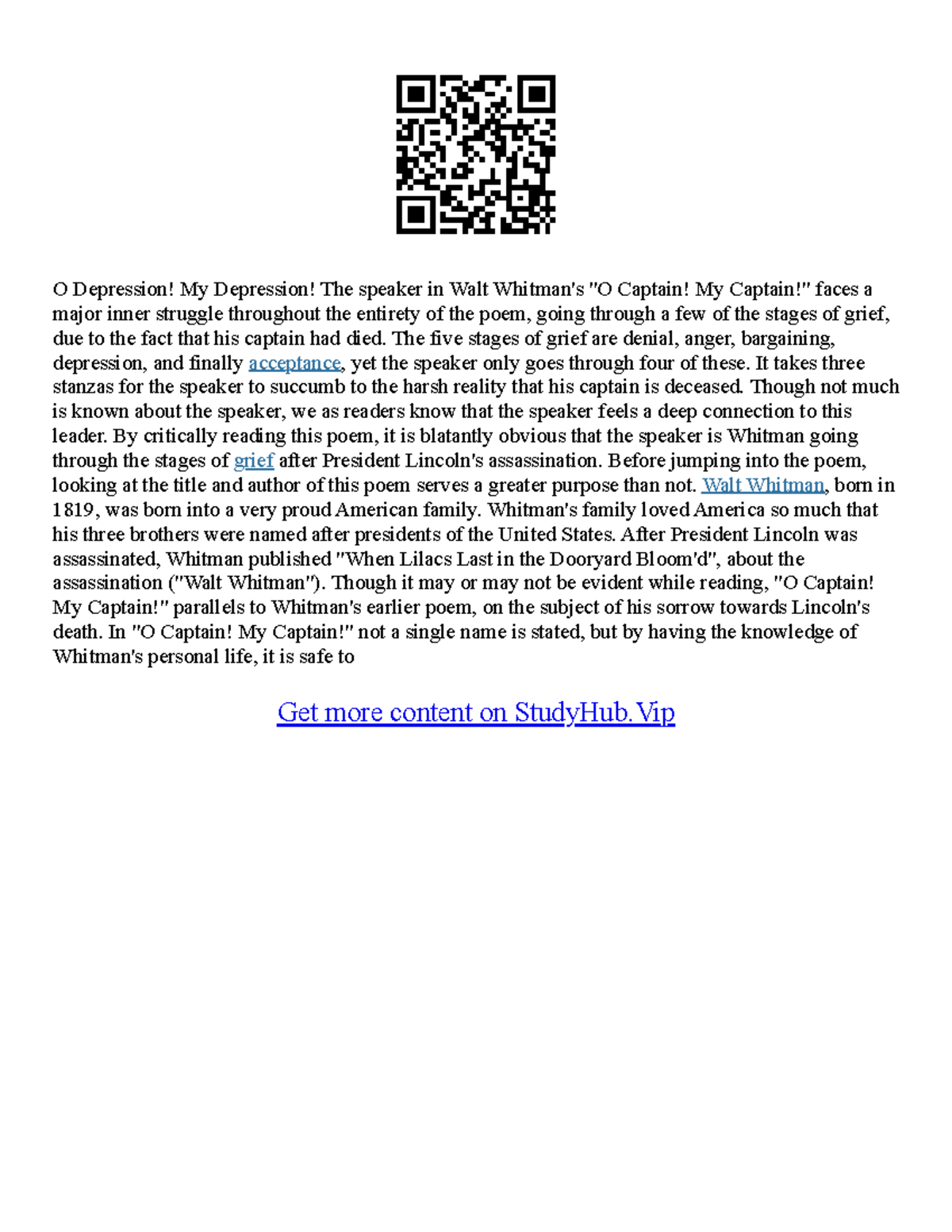 O Captain My Captain Essay - O Depression! My Depression! The speaker ...