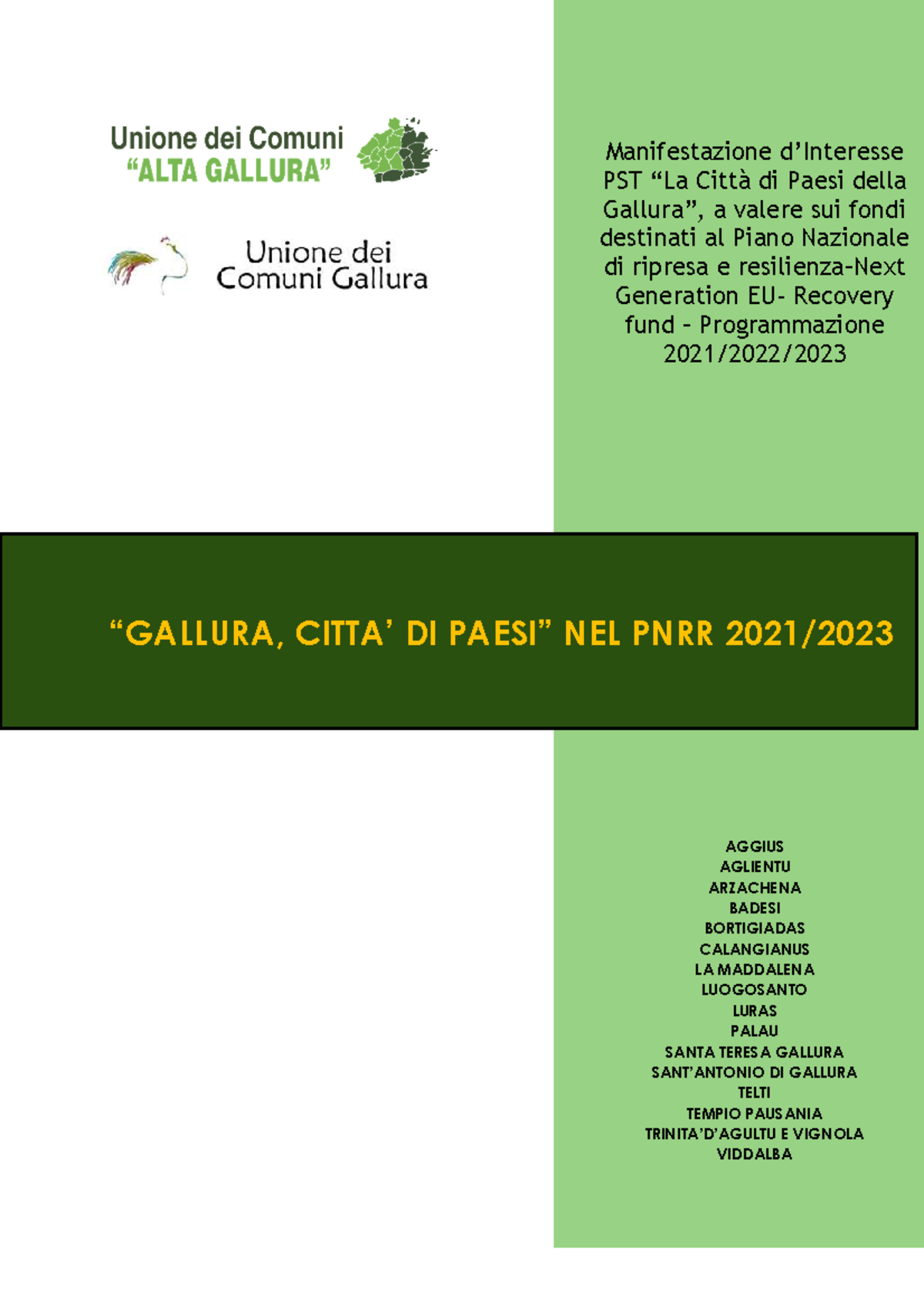PST Gallura La Città di Paesi 2020 - Manifestazione d’Interesse PST “La ...