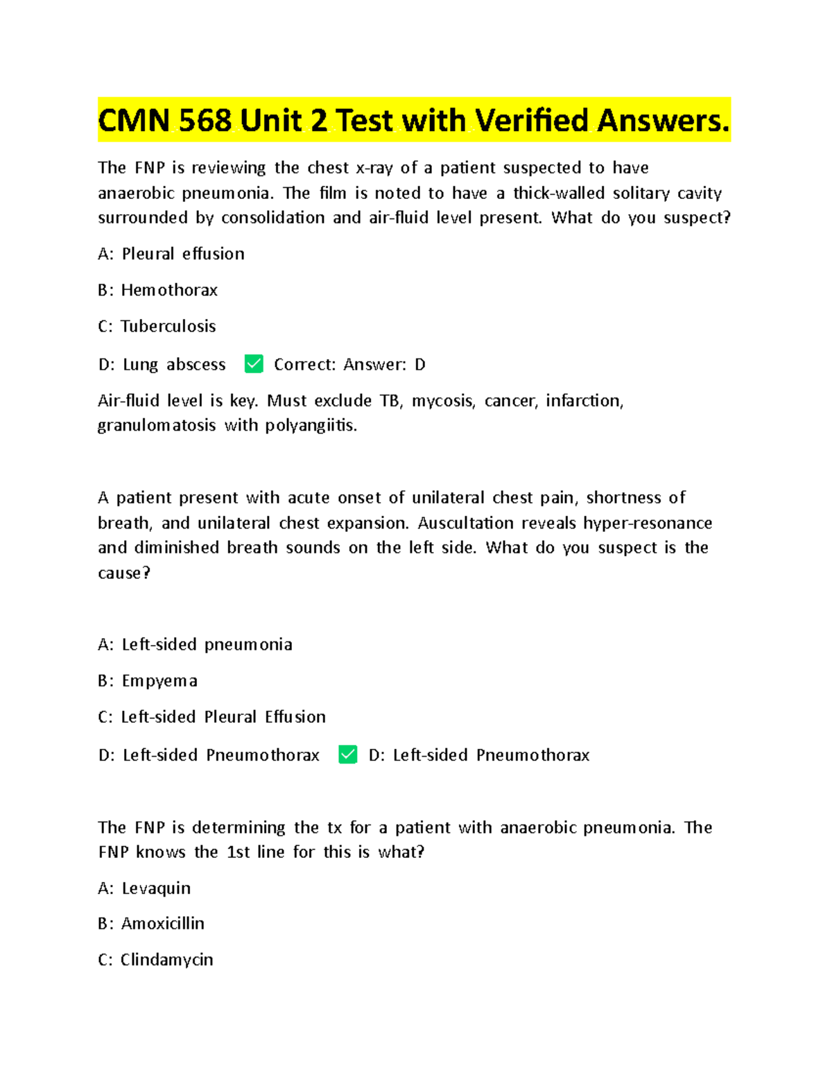 CMN 568 Unit 2 Test with Verified Answers - CMN_- 568 _-Unit_- 2 _-Test ...