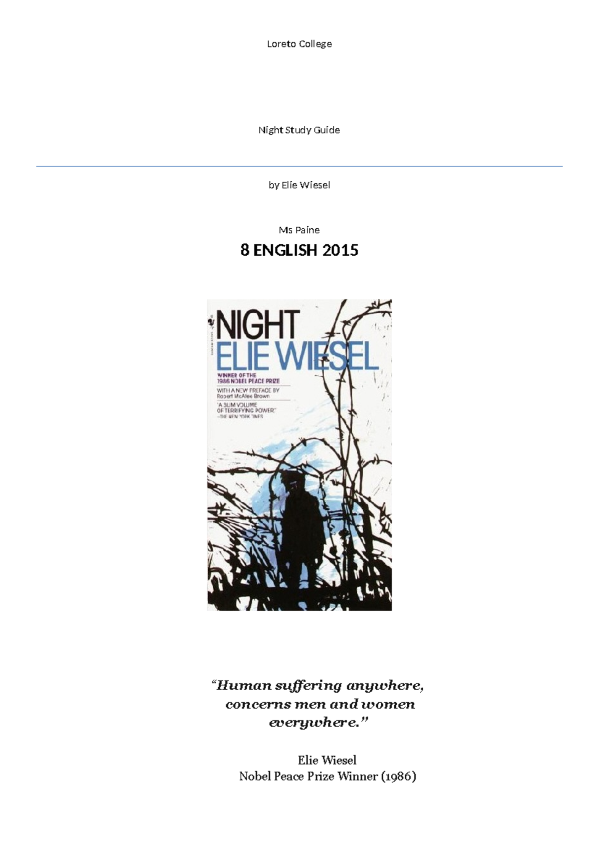 Night-Text-Study-Booklet-1 Answers-2015-16b6263 - Loreto College Night Study Guide by Elie ...
