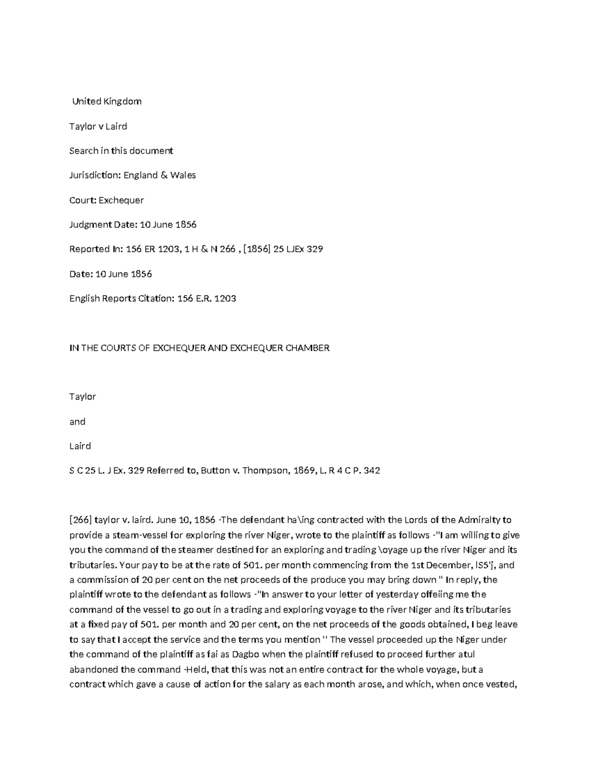 Taylor V Laird - A brief on Criminal law in Ghana - United Kingdom ...