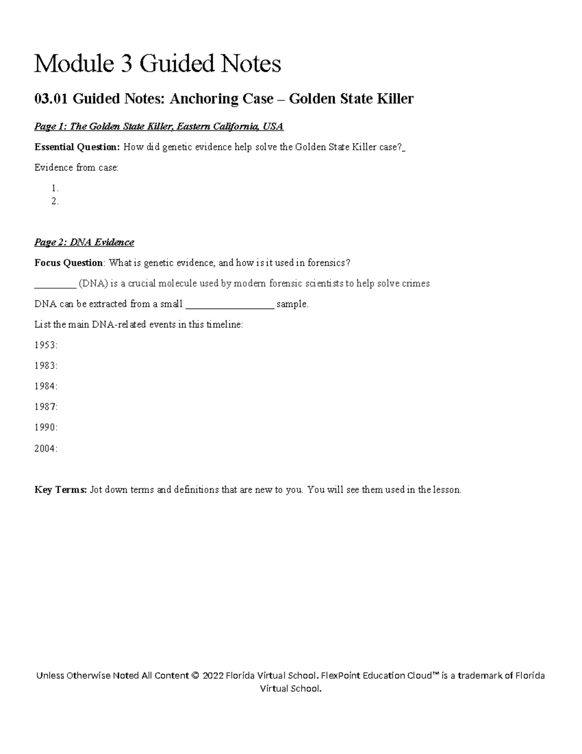 Guided notes genetic evidence - Module 3 Guided Notes 03 Guided Notes ...