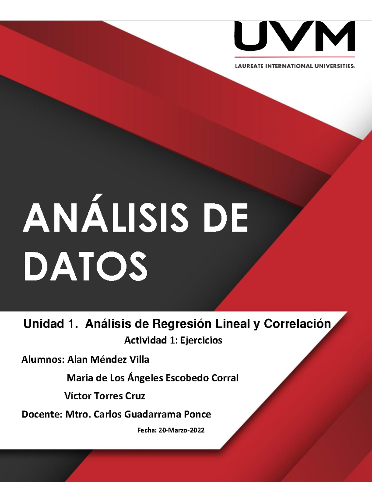 A1 VTC - Actividad 1. Análisis de Datos - AN ¡ LISIS DE DATO S Unidad 1 ...